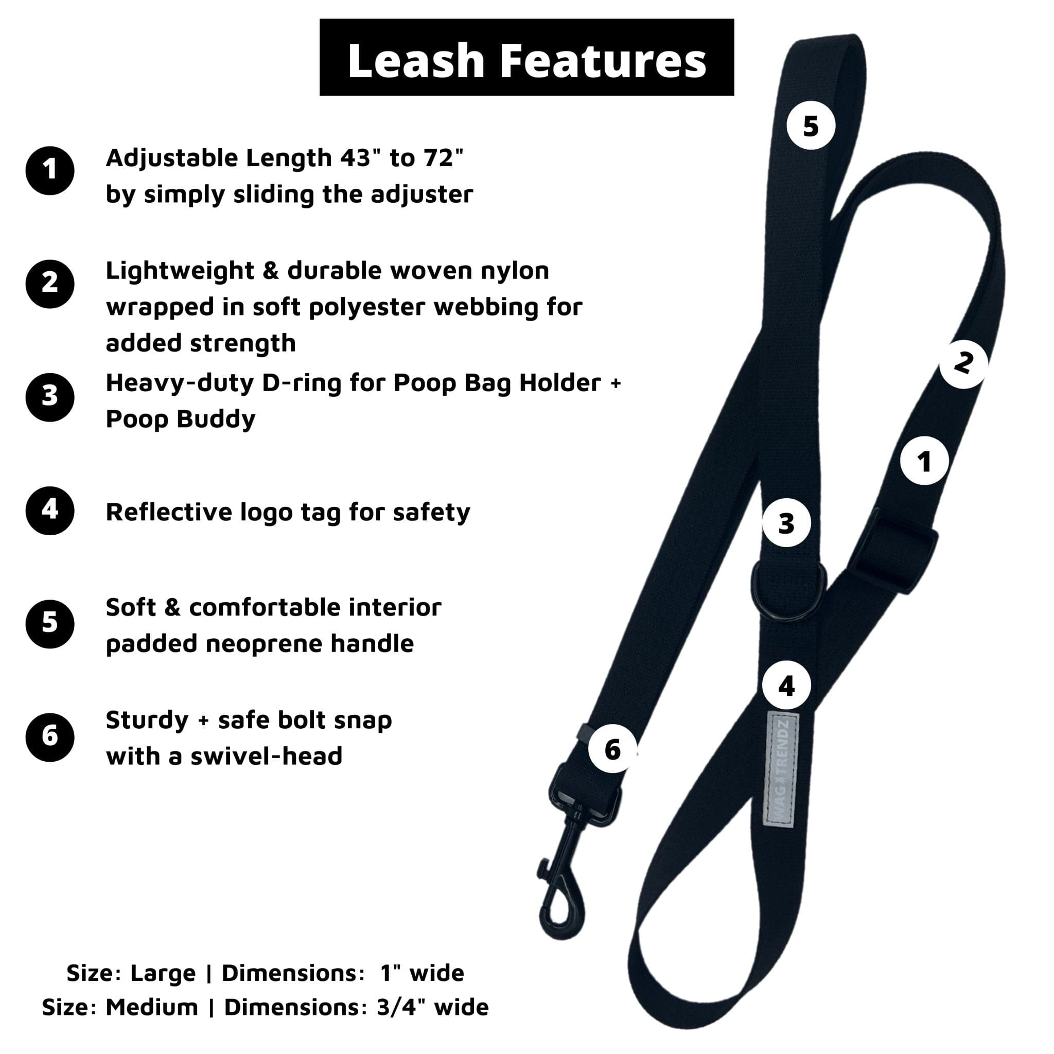 Adjustable Dog Leash - Simple & Convenient